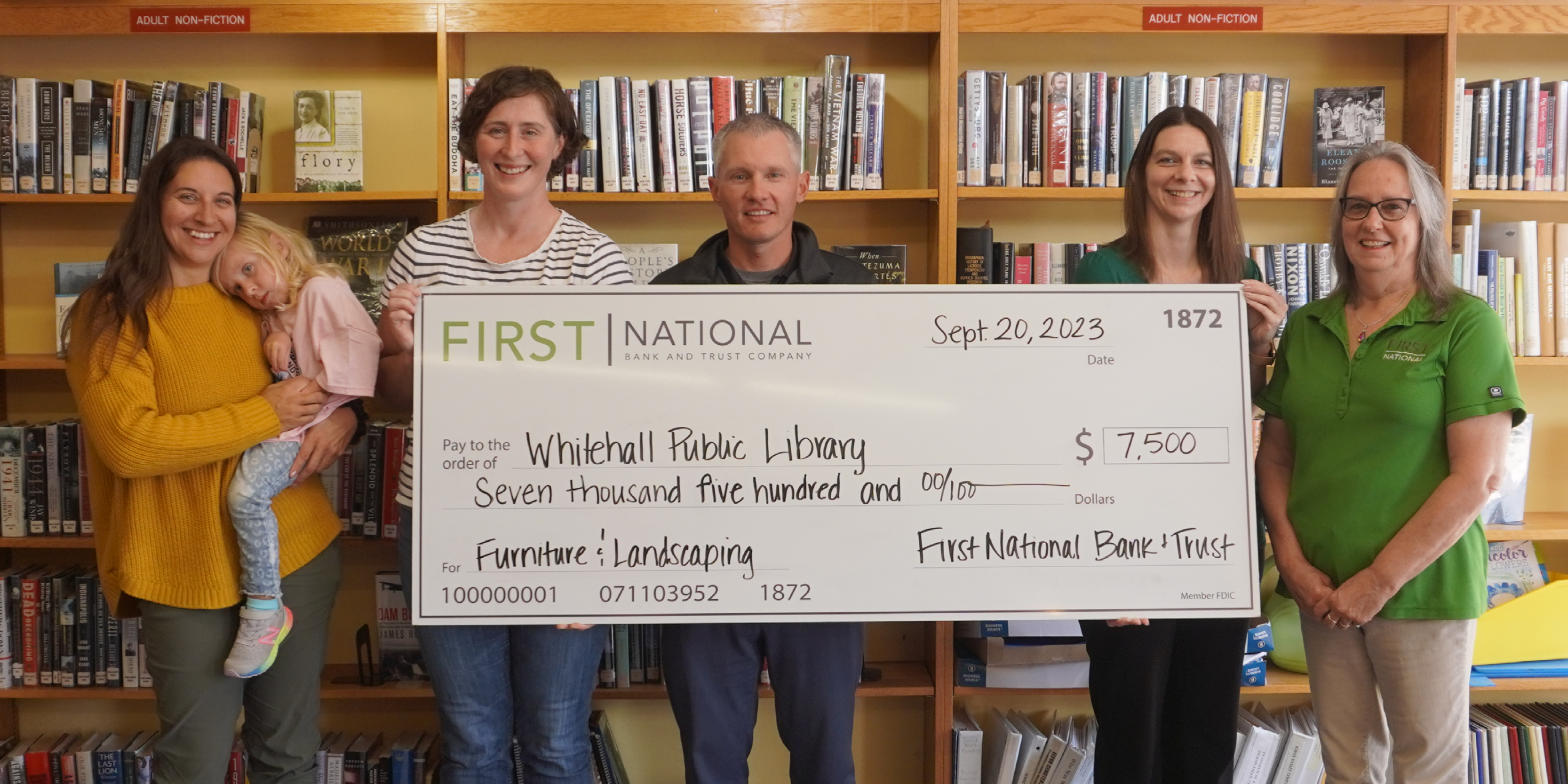 Local bank donates $7,500 to Whitehall Public Library